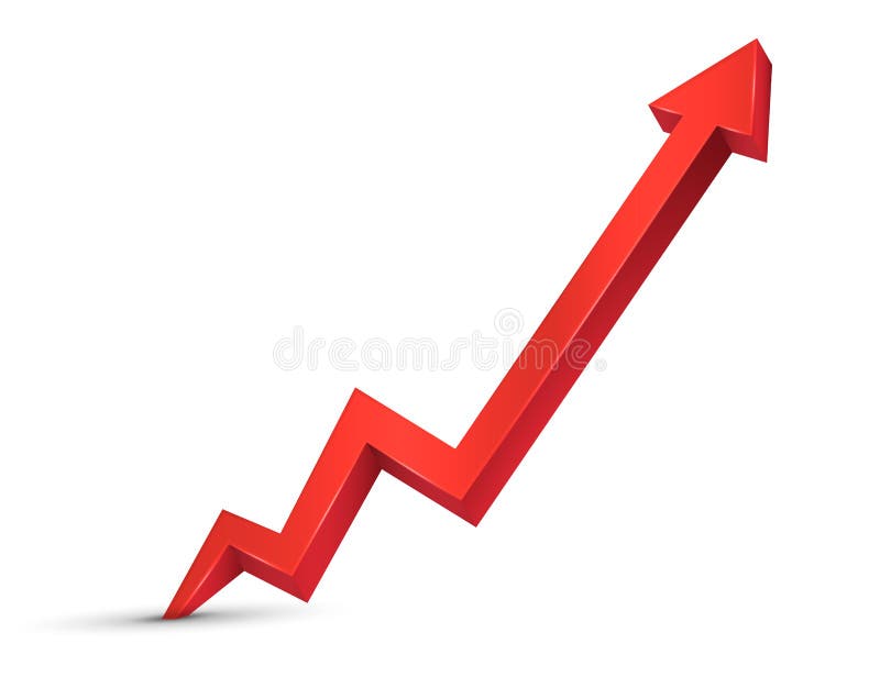 Red Arrow. 3d UP Financial Graph Isolated on White Background Stock ...