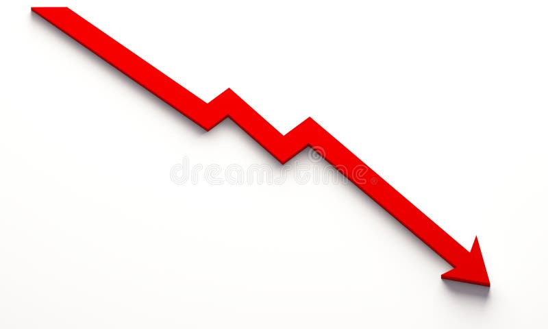 Finance Decrease Bar and Arrow. 3D Render Illustration Stock Illustration - Illustration of ...