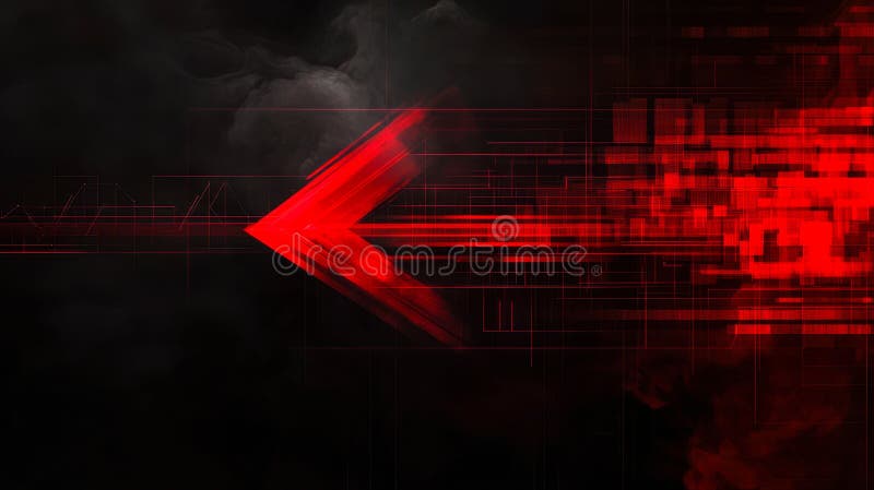 A Red Arrow Descends Dramatically through a Shadowy Environment ...