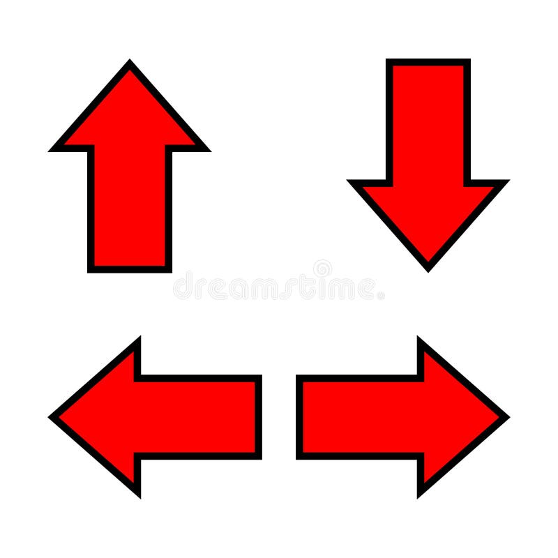 Red Arrow and Diagonal Arrow Sign for Map, Arrow Button for Graphic ...