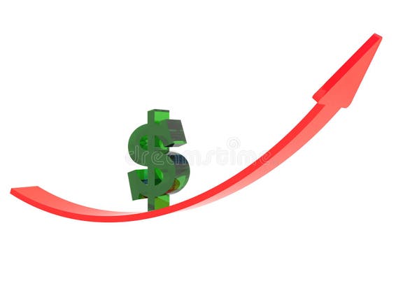 Red Arrow and Dollar Sign Up Stock Illustration - Illustration of ...
