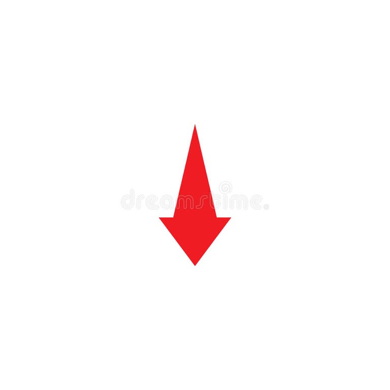 Red Arrow Down Icon. Decrease, Fall, Crash Concept Stock Illustration - Illustration of ...