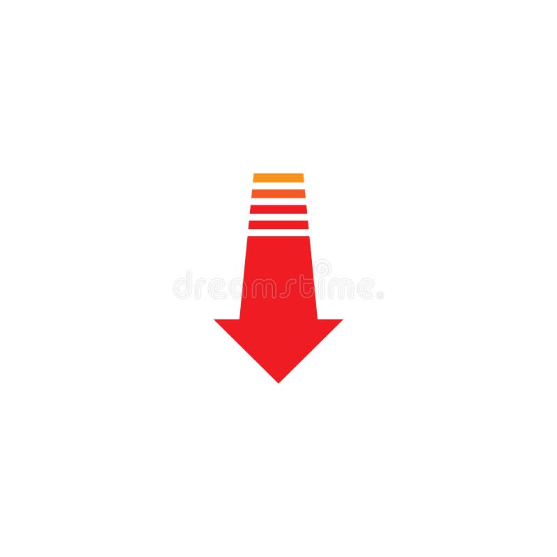 Red Arrow Down Icon. Decrease, Fall, Crash Concept Stock Illustration - Illustration of derrick ...