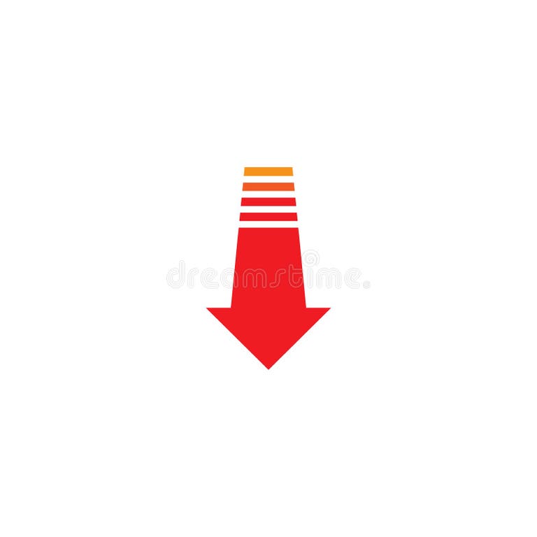 Red Arrow Down Icon. Decrease, Fall, Crash Concept Stock Illustration - Illustration of derrick ...