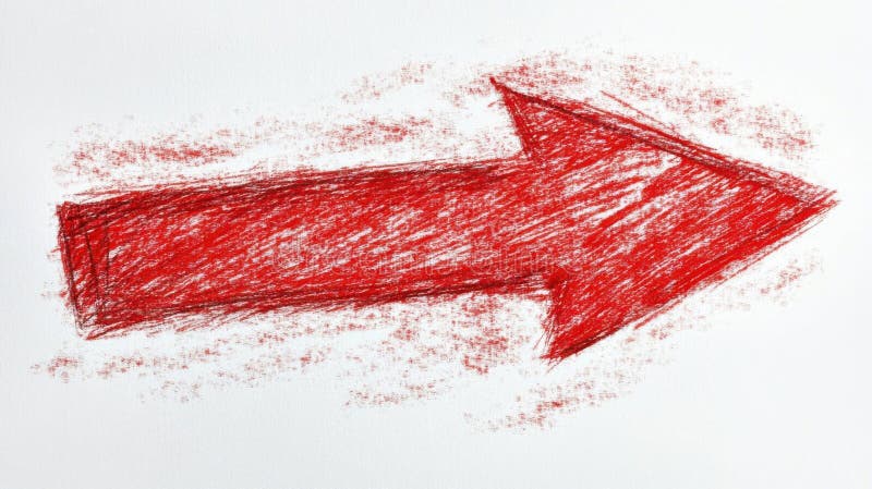Red Arrow Drawn Guides a Direction of Choice, and Simple Symbol Sign ...