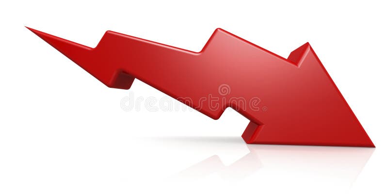 Red arrow fall to ground stock illustration. Illustration of load ...