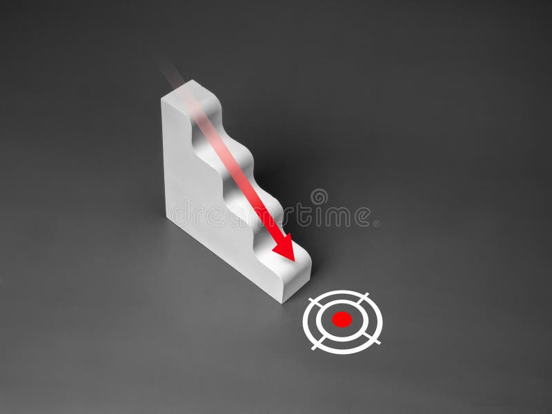 Red Arrow Fall from White Modern Stair As a Decrease Business Graph ...