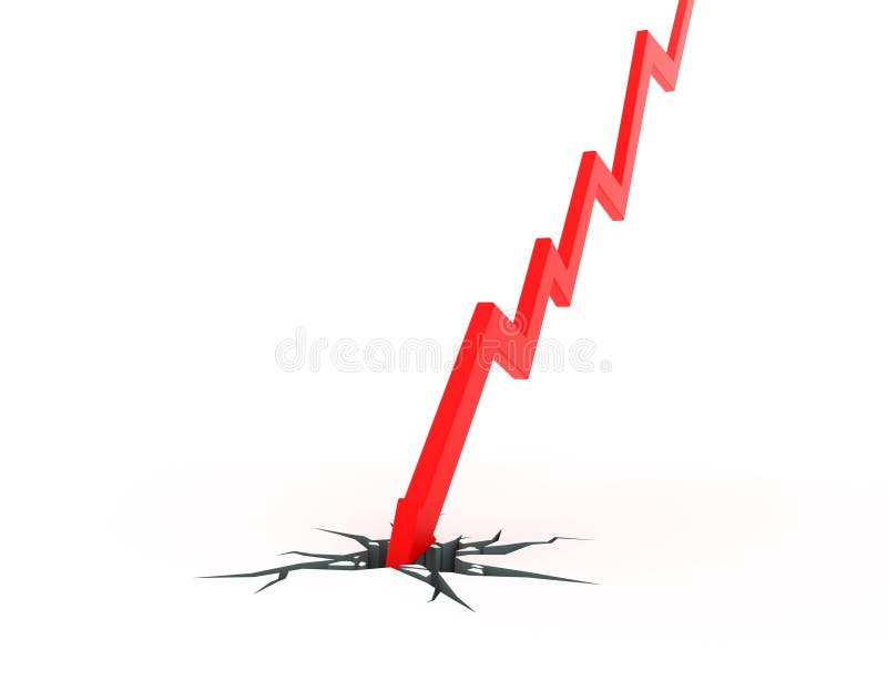 Red Arrow Graph Breaks through the Ground Stock Illustration ...