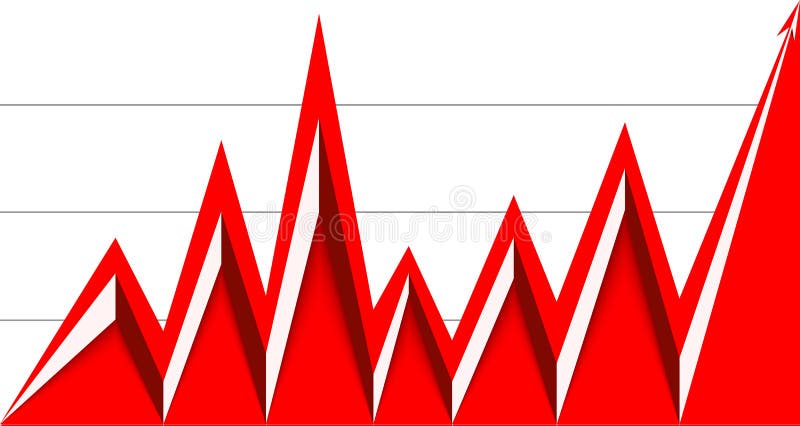Red Arrow Graph Goes Up on Gray Background Stock Vector - Illustration ...
