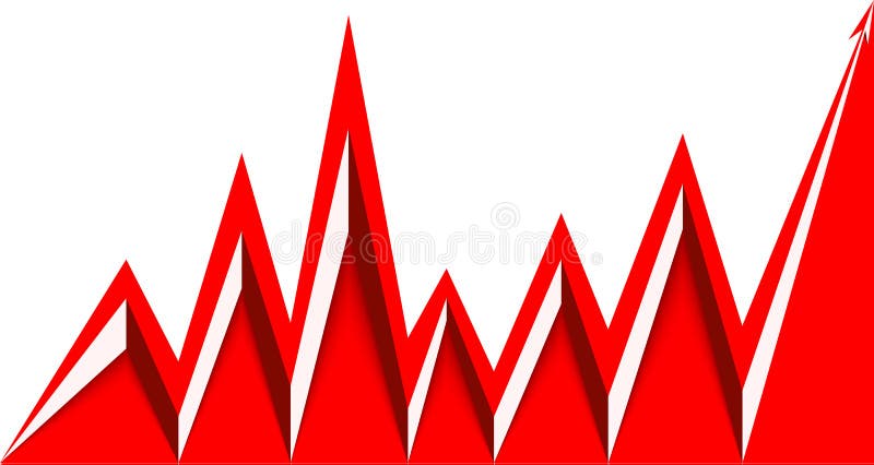 Red Arrow Graph Goes Up White Background Stock Vector - Illustration of ...