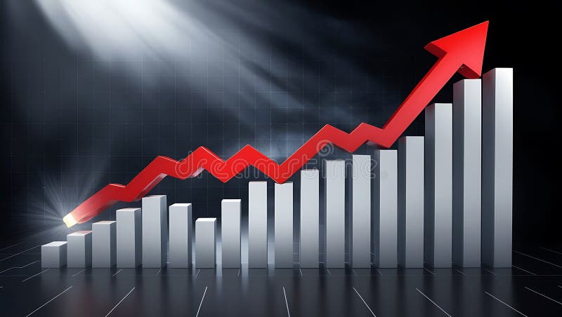 Red Arrow Graph Illustrates Increasing Financial Growth Stock ...