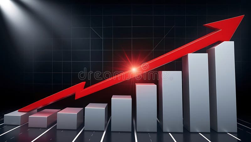 Red Arrow Graph Illustrates Increasing Financial Growth Stock ...