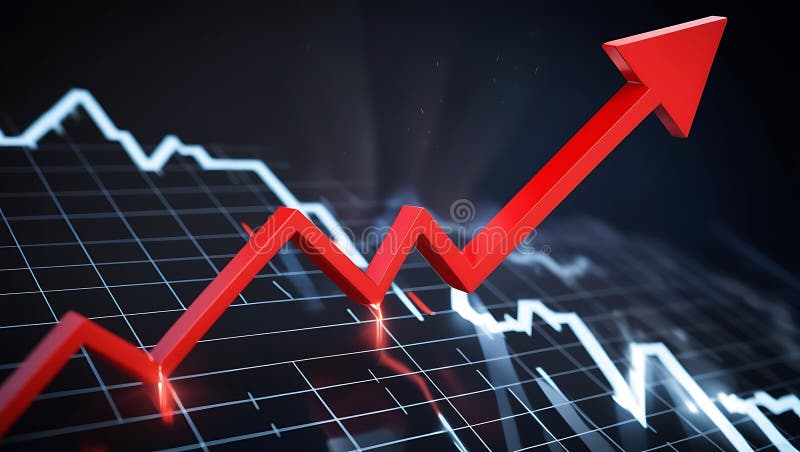 Red Arrow Graph Illustrates Increasing Financial Growth Stock ...