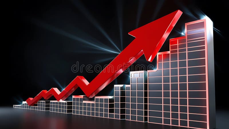 Red Arrow Graph Illustrates Increasing Financial Growth Stock ...