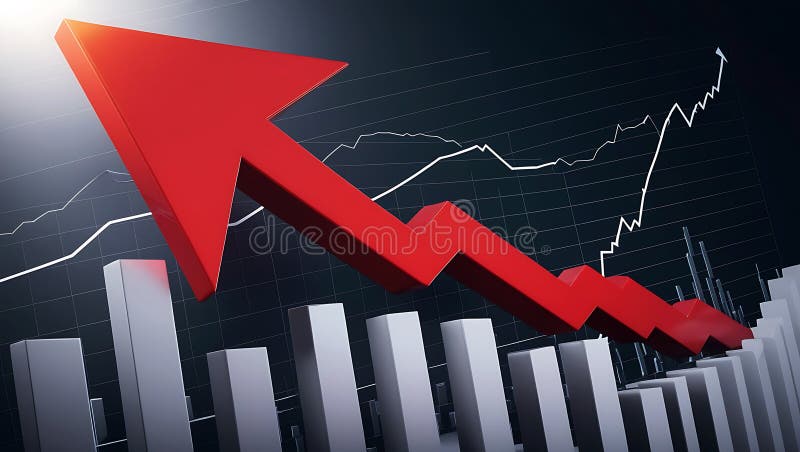 Red Arrow Graph Illustrates Increasing Financial Growth Stock ...