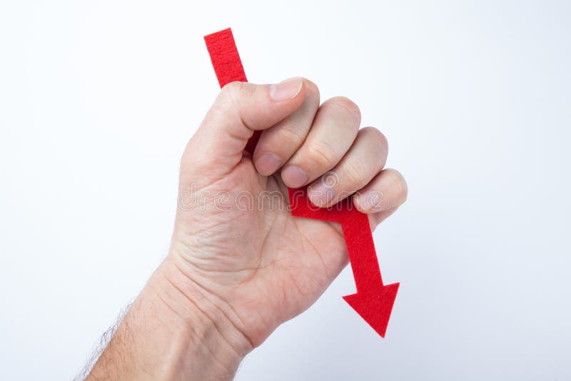 Red Arrow in Hand, Concept of Failure Stock Photo - Image of ...