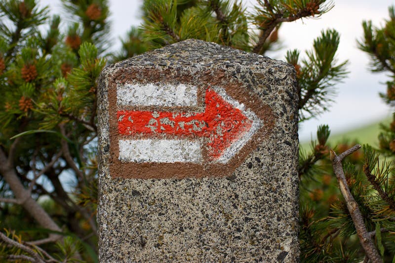 Red Arrow stock image. Image of route, arrow, walk, bollard - 56408433