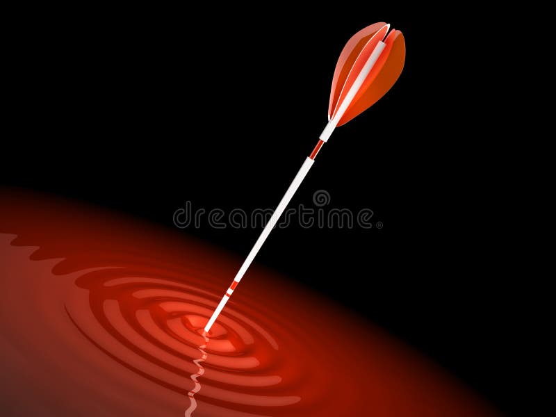 Red Arrow Hit the Mark, Makes a Wave Stock Illustration - Illustration ...