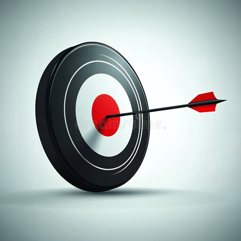 Red Arrow Hitting Bullseye on Target Stock Illustration - Illustration ...