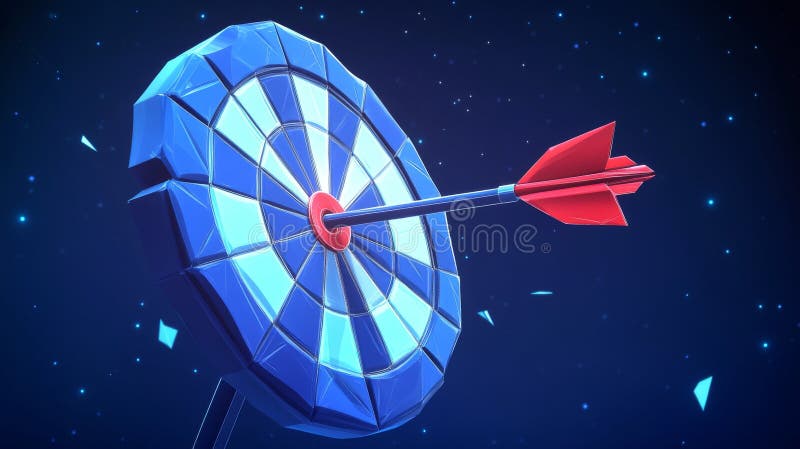 Red Arrow Hitting Futuristic Target, Concept of Accuracy Stock Photo ...