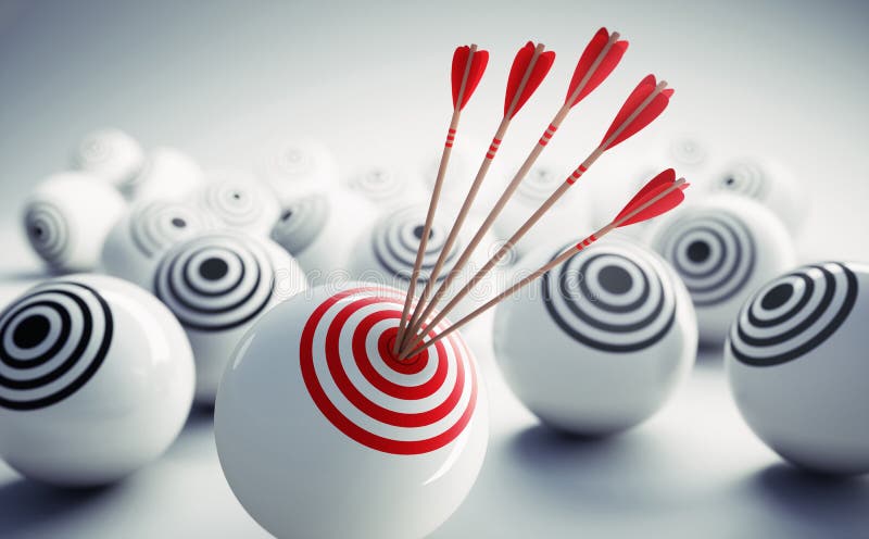 Red Arrow in a Group of Targets Stock Illustration - Illustration of ...