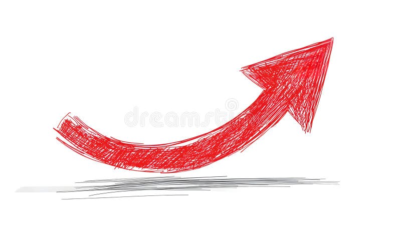 Red Arrow Indicating Upward Direction in Sketch Style Stock Image ...