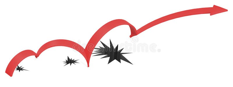 Red Arrow Jump Over the Broken Ground Stock Illustration - Illustration ...