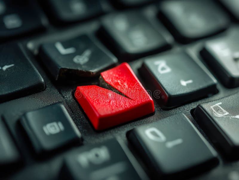 Red Arrow Key Cracks on Computer Keyboard Highlighting System Failure ...