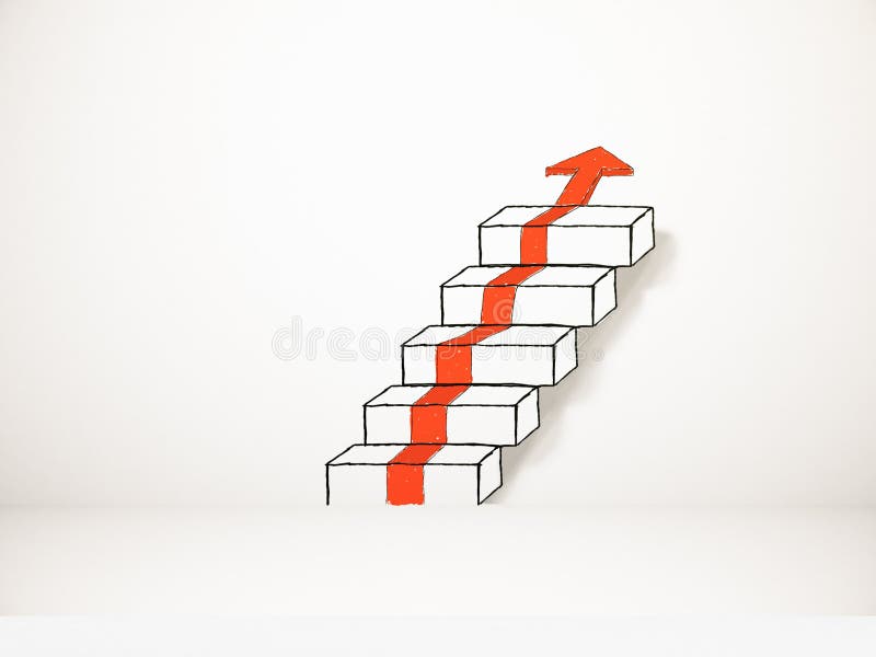 Red Arrow and Ladder Sketch Stock Illustration - Illustration of leader ...