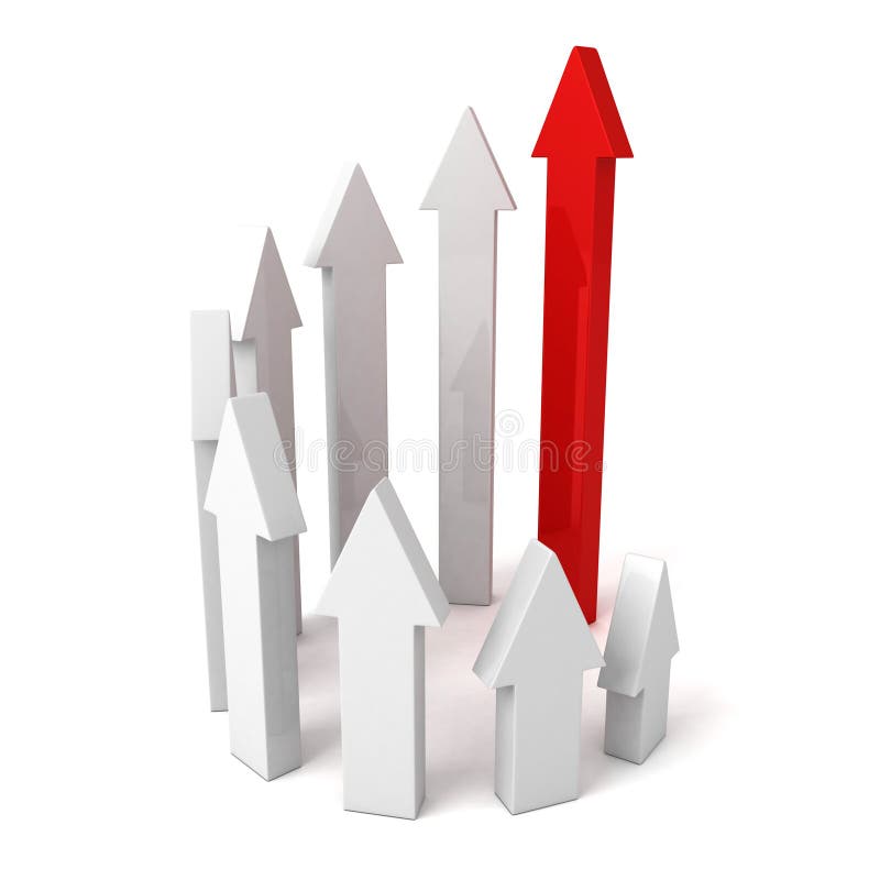 Red Arrow Leader Growing Up on Bar Chart Team Stock Illustration ...