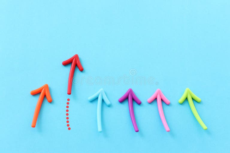 Red Arrow Leading the Way Ahead for the Group. Concept of Progress and ...