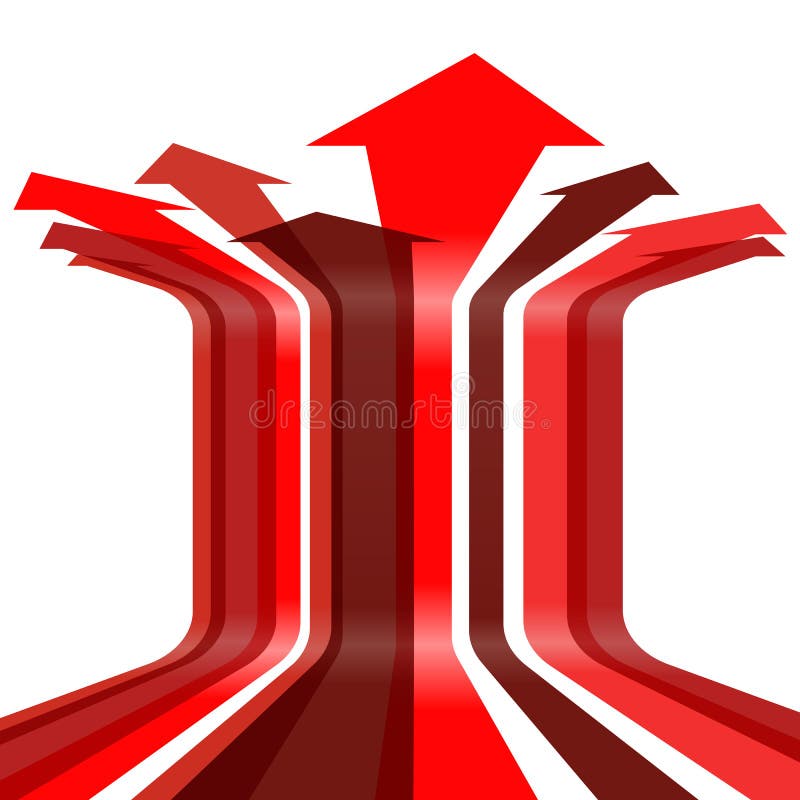 Red Arrow Line Perspective Curve Vector Art Design Stock Vector ...