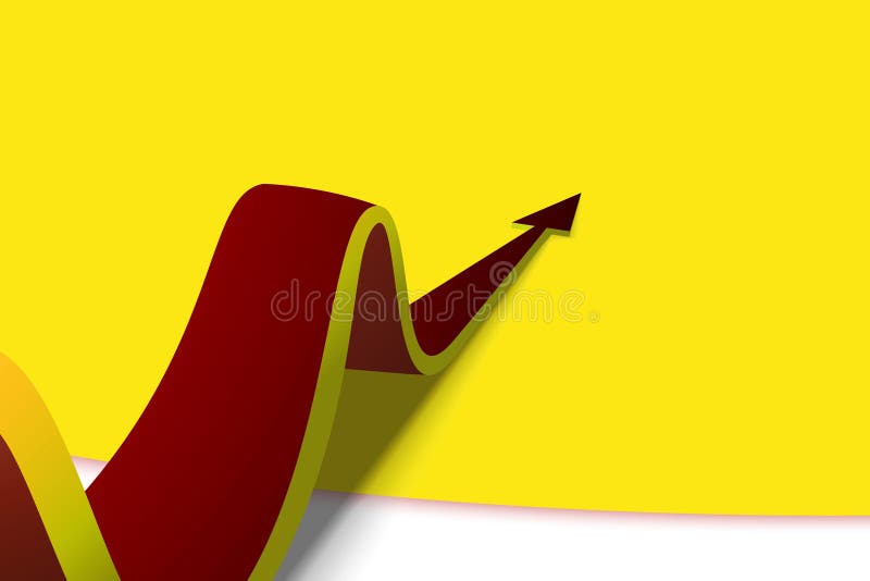 Red Arrow Moving Forward on a Yellow Background Stock Illustration ...