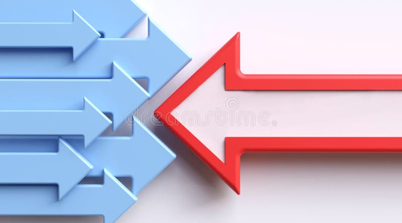 Red Arrow in Opposite Direction To Blue Arrow in Straight Line ...