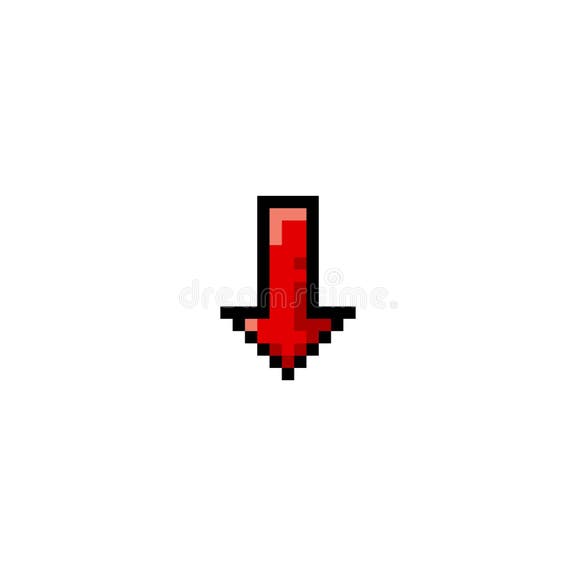 Red Arrow Pixel Vector Icon, Down Side Direction Pointer, Retro Bottom ...
