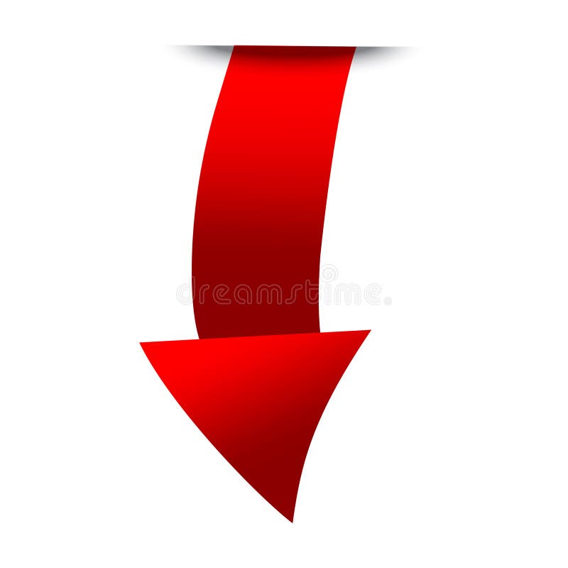 Red Arrow Pointing. Curved Vector Shape. Dynamic Motion Graphic ...