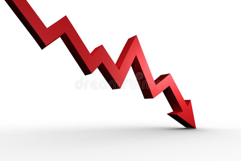 Red arrow pointing down stock illustration. Illustration of arrow ...