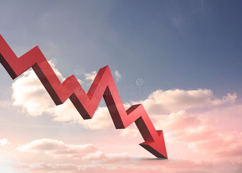 Red Arrow Pointing Down Against Sky Stock Illustration - Illustration of concept, sign: 392740102