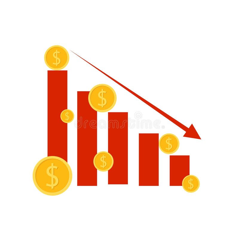 Red Arrow Pointing Down with Declining Bar Graph Stock Vector ... Red Arrow Pointing Down with Declining Bar Graph Stock Vector ...
