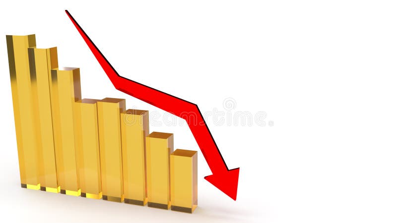 The Red Arrow Pointing Down on Graph 3d Rendering Image for Business ...