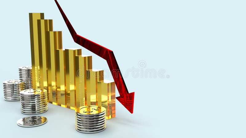 The Red Arrow Pointing Down on Graph 3d Rendering Image for Business ...