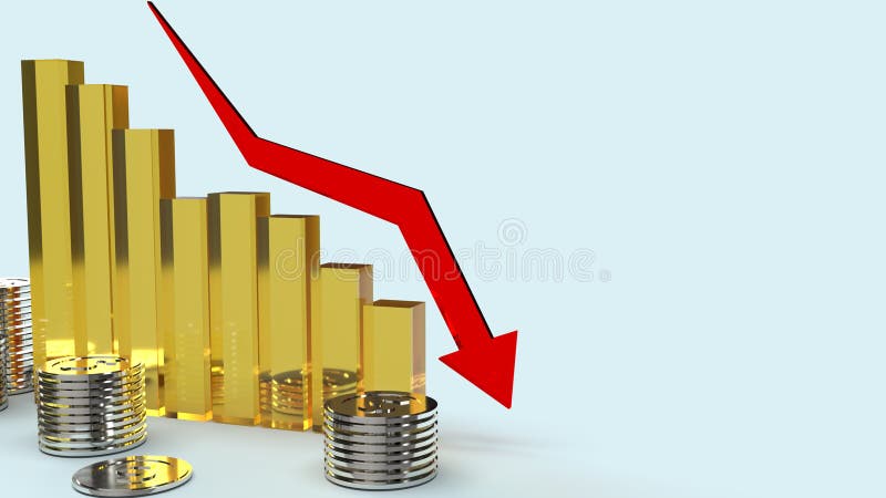 The Red Arrow Pointing Down on Graph 3d Rendering Image for Business ...