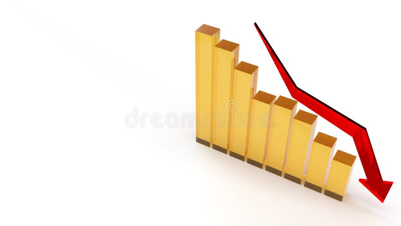 The Red Arrow Pointing Down on Graph 3d Rendering Image for Business ...