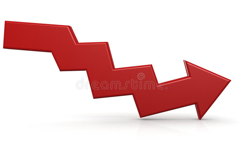 Red Arrow Pointing Down Isolated Stock Illustration - Illustration of ...