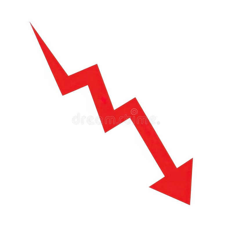 Red Arrow Pointing Down Isolated on White Background Stock Illustration ...