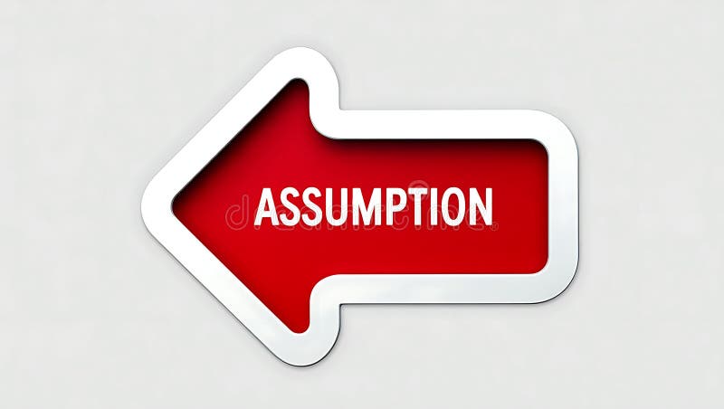 Red Arrow Pointing Left with Assumption Text White Stock Illustration ...