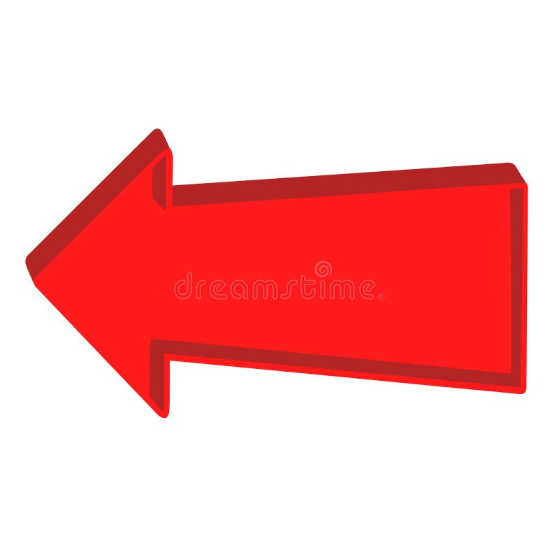 Red Arrow Pointing Left On A White Background Stock Illustration ...