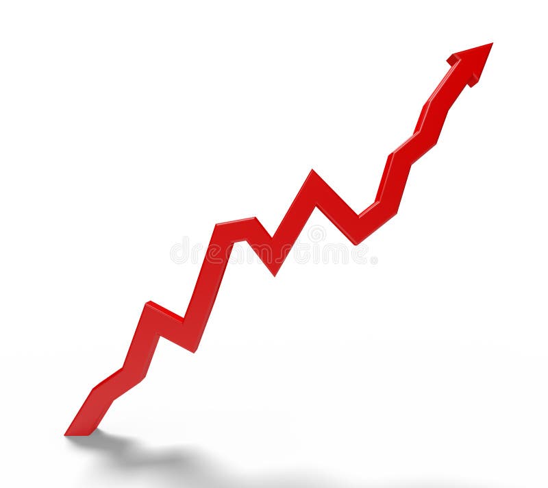 Red arrow pointing up stock illustration. Illustration of shadow - 65226258