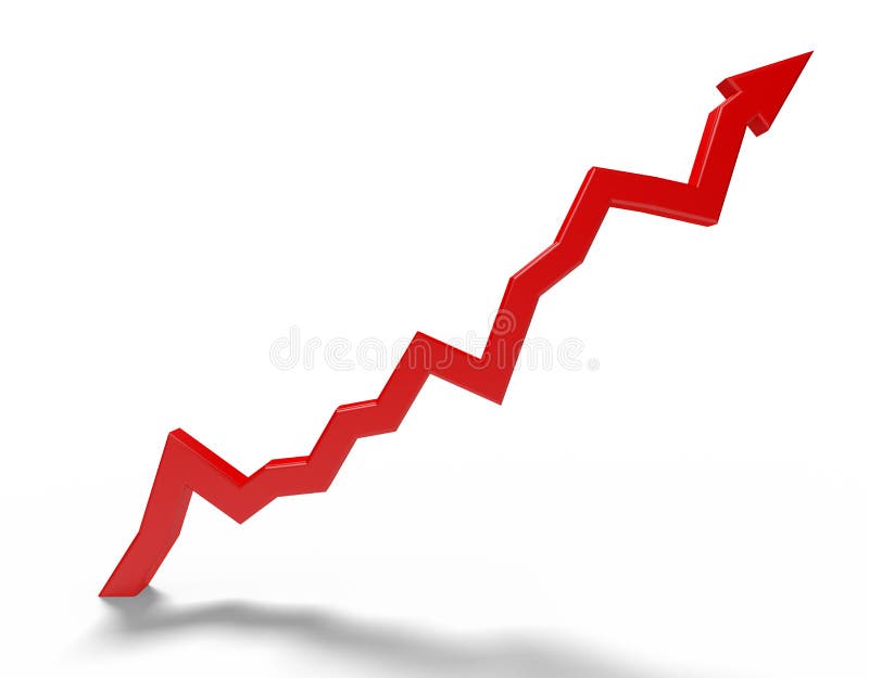 Red arrow pointing up stock photo. Image of graph, chart - 65551514
