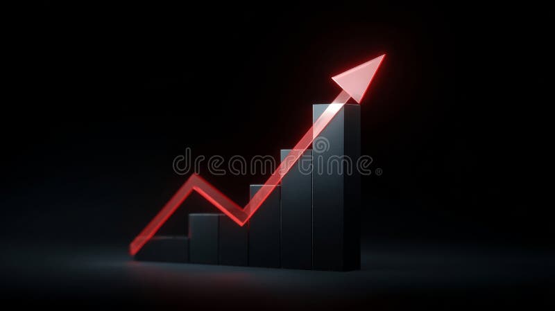 A Red Arrow Pointing Up on Top of a Bar Chart Stock Illustration ...